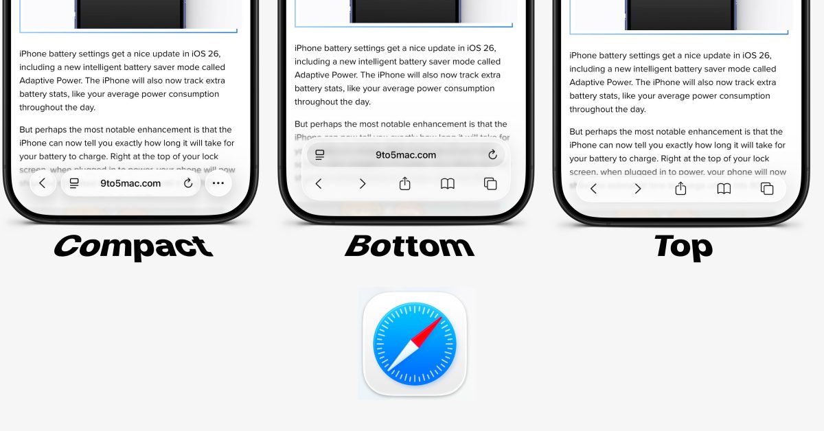 Apple Unveils New Safari Toolbar Design in iOS 26 Update
